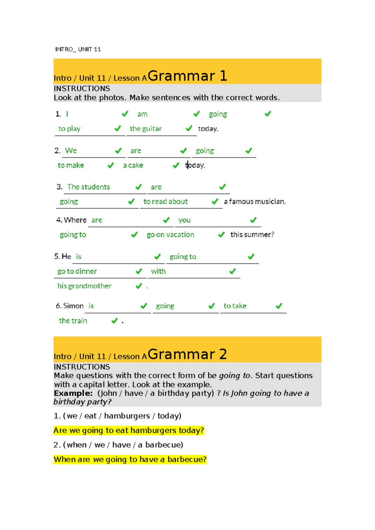 Unidad 11: Myelty - Grammar & Vocabulary Lessons Overview - Studocu