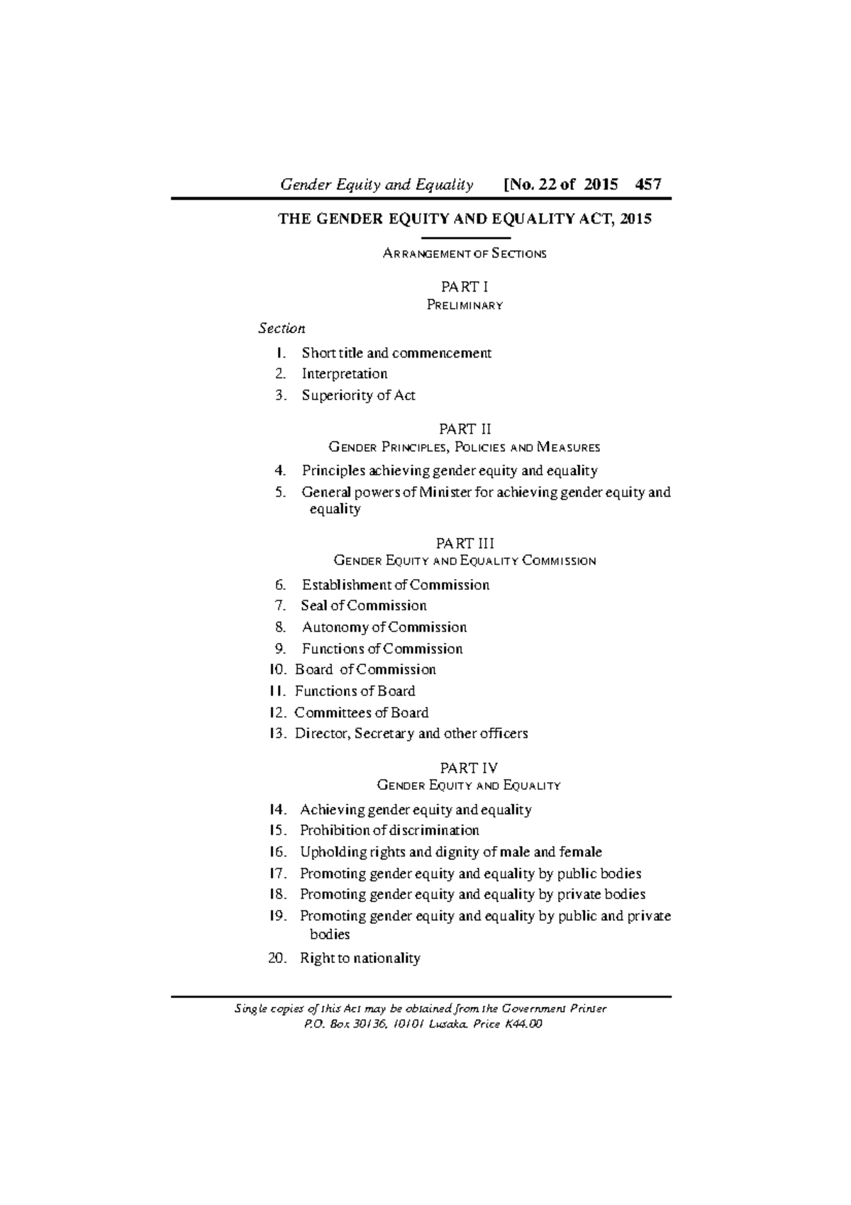 Gender Equity and Equality Act No. 22 of 2015: Comprehensive Overview ...