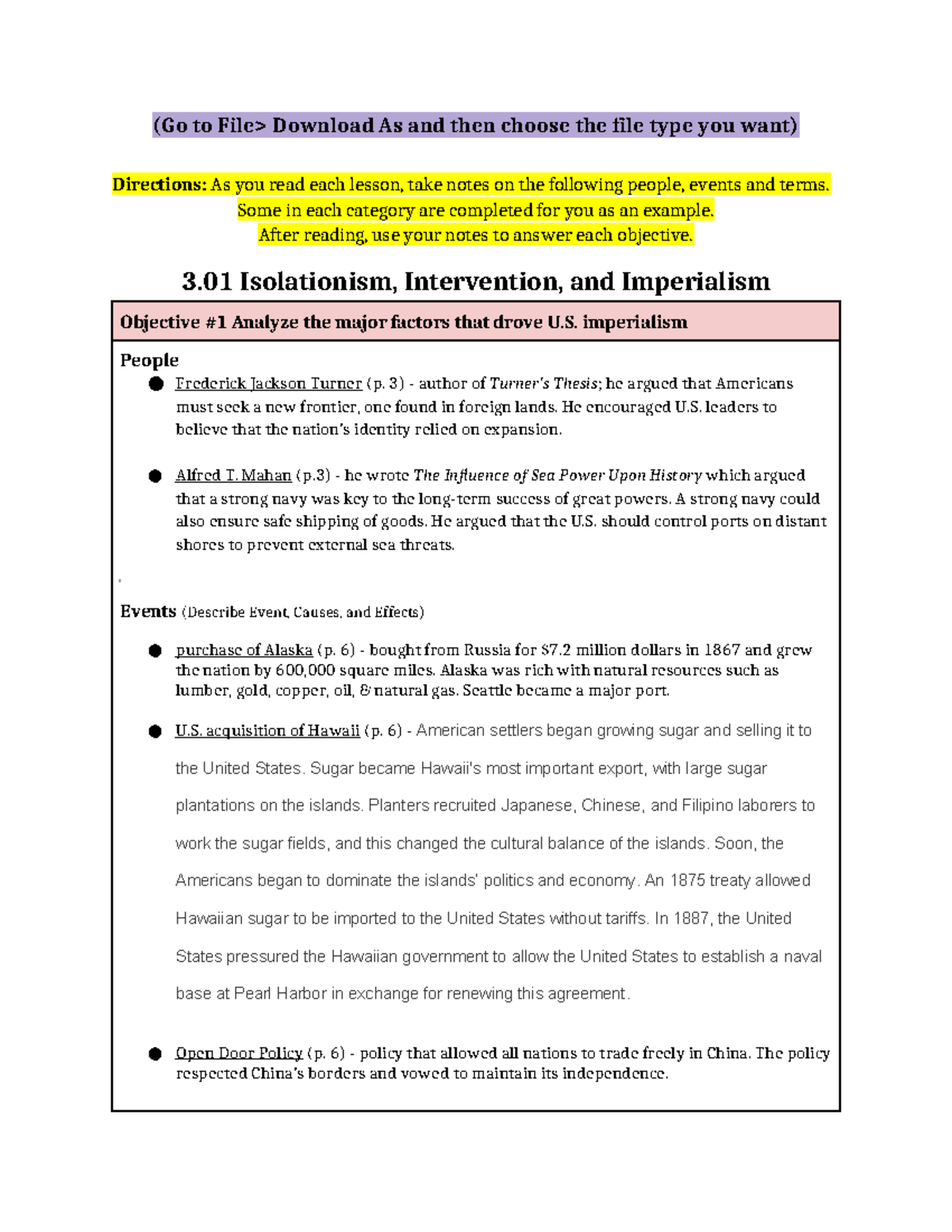 USH 3 Module Notes: Isolationism, Imperialism & World War I Analysis ...