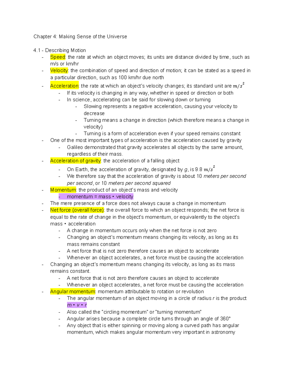 Chapter 4: Motion, Gravity, and Energy Concepts in Physics - Studocu