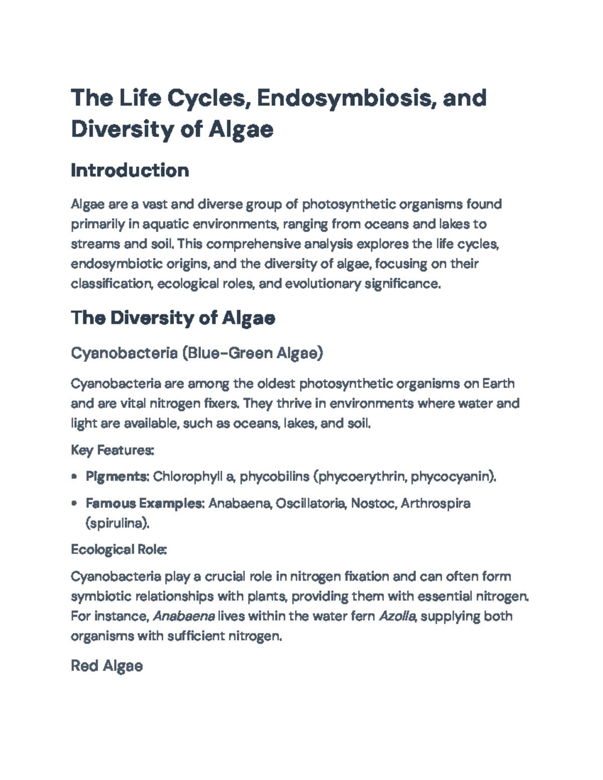 Algal Diversity and Life Cycles: Endosymbiosis Explained (BIO101) - Studocu