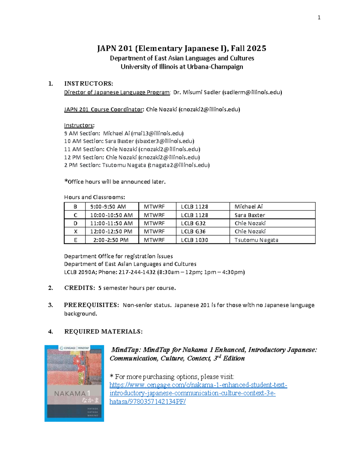 JAPN 201 Syllabus: Elementary Japanese I, Fall 2025 - Studocu