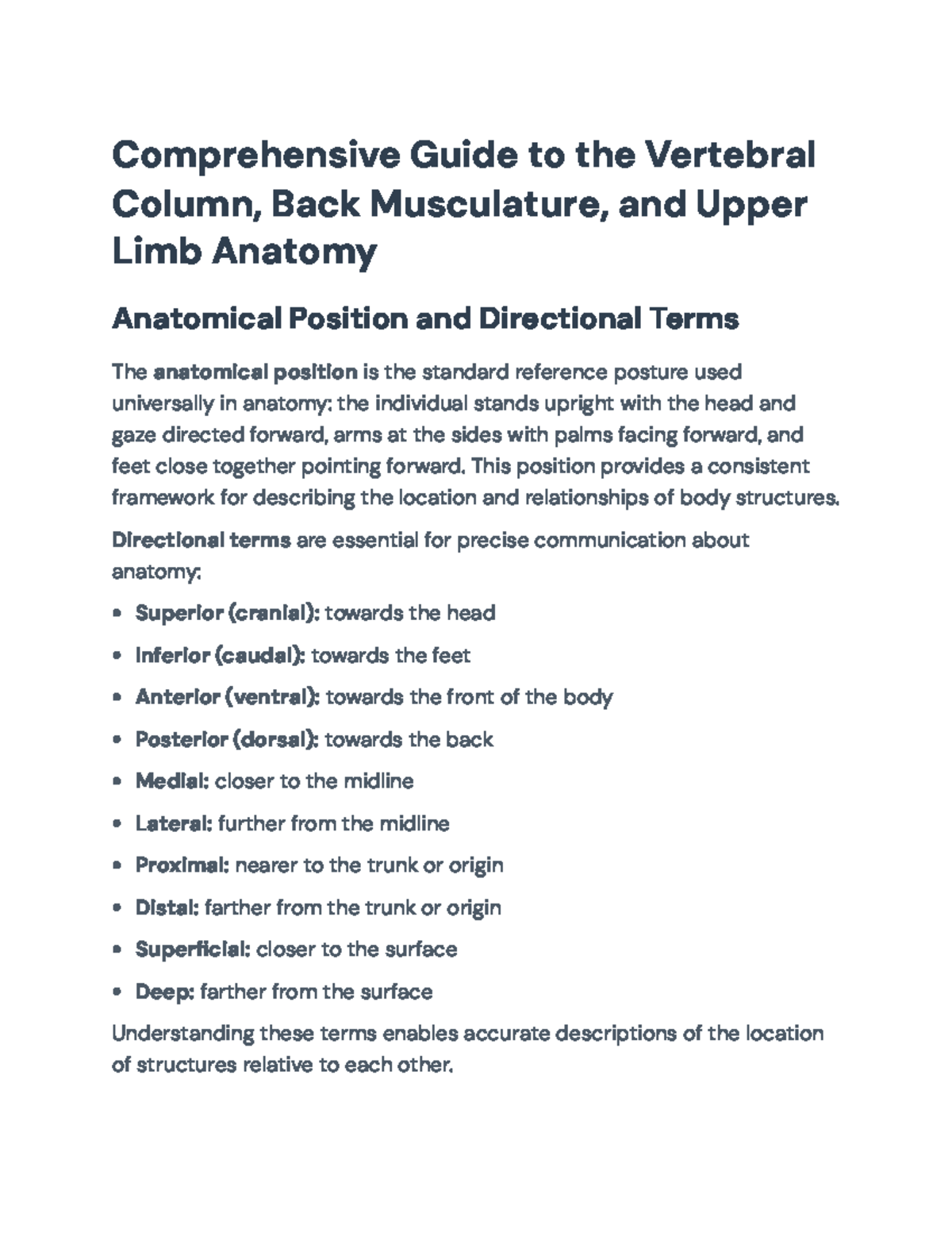 Comprehensive Guide to Vertebral Column, Back Musculature & Upper Limb ...