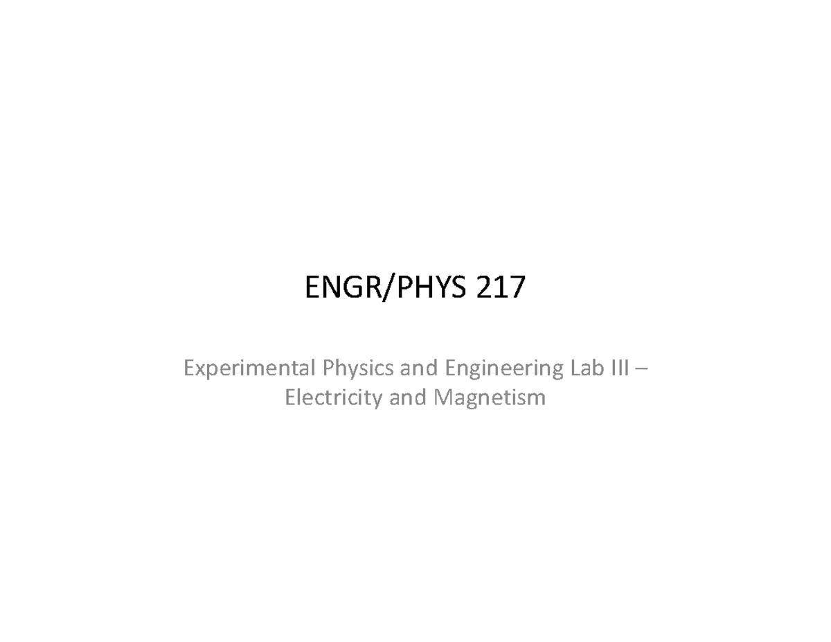ENGR/PHYS 217 Final Review: Electricity, Magnetism, and ADC ...