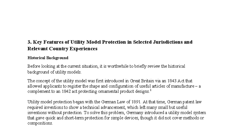 3. Key Features of Utility Model Protection: A Comparative Study - Studocu
