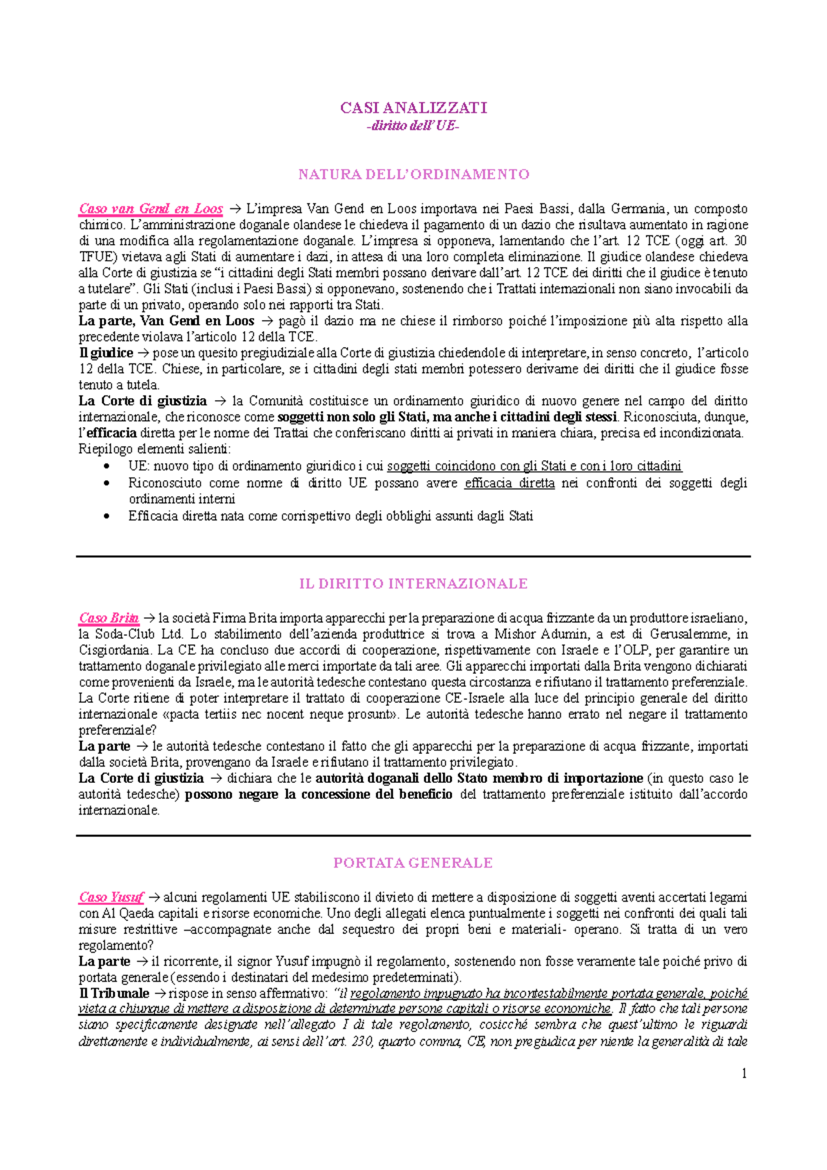 Casi Analizzati di Diritto dell'Unione Europea - CASI 2023 - Studocu