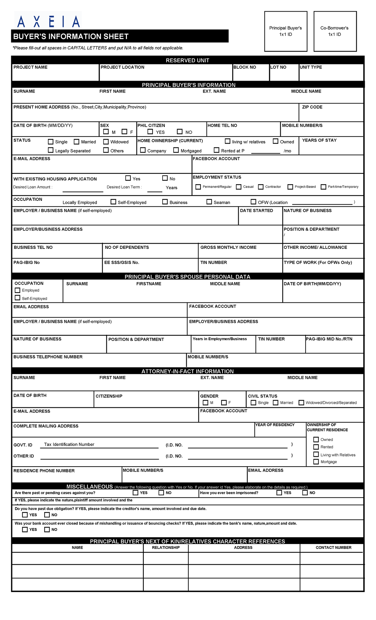 Buyer's Information Sheet - BUYER'S INFORMATION SHEET *Please fill-out ...
