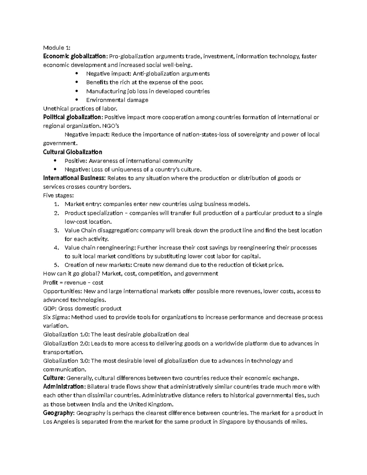 D080 Study - Module 1: Economic globalization: Pro-globalization ...