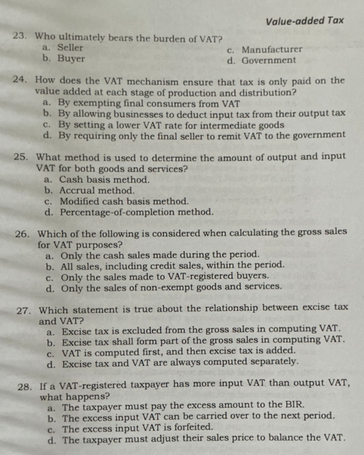 IMG 0158 - Accounting - Tax 23. Who ultimately bears the burden of VAT ...