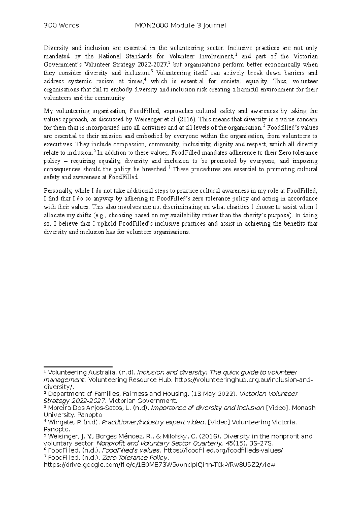 MON2000 Module 3 Journal: Embracing Diversity in Volunteering - Studocu