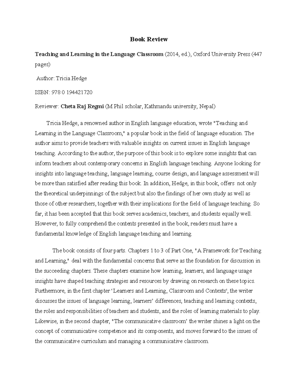 Book Review: Teaching and Learning in the Language Classroom (ELT 101 ...