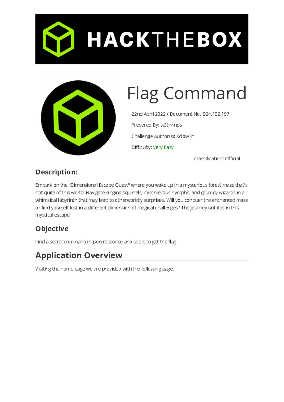 Flag Command Challenge - Escape the Enchanted Maze (D24.102.197) - Studocu