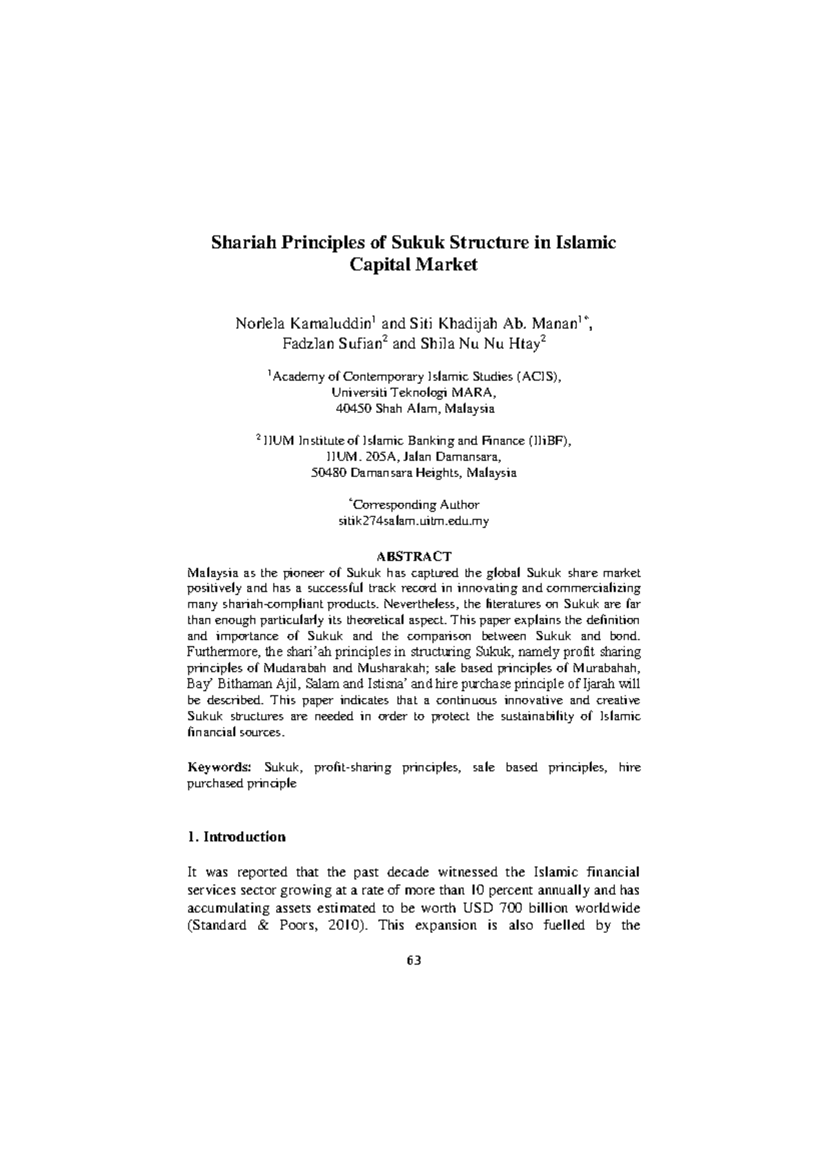 Shariah Principles of Sukuk Structure in Islamic Capital Market: An ...