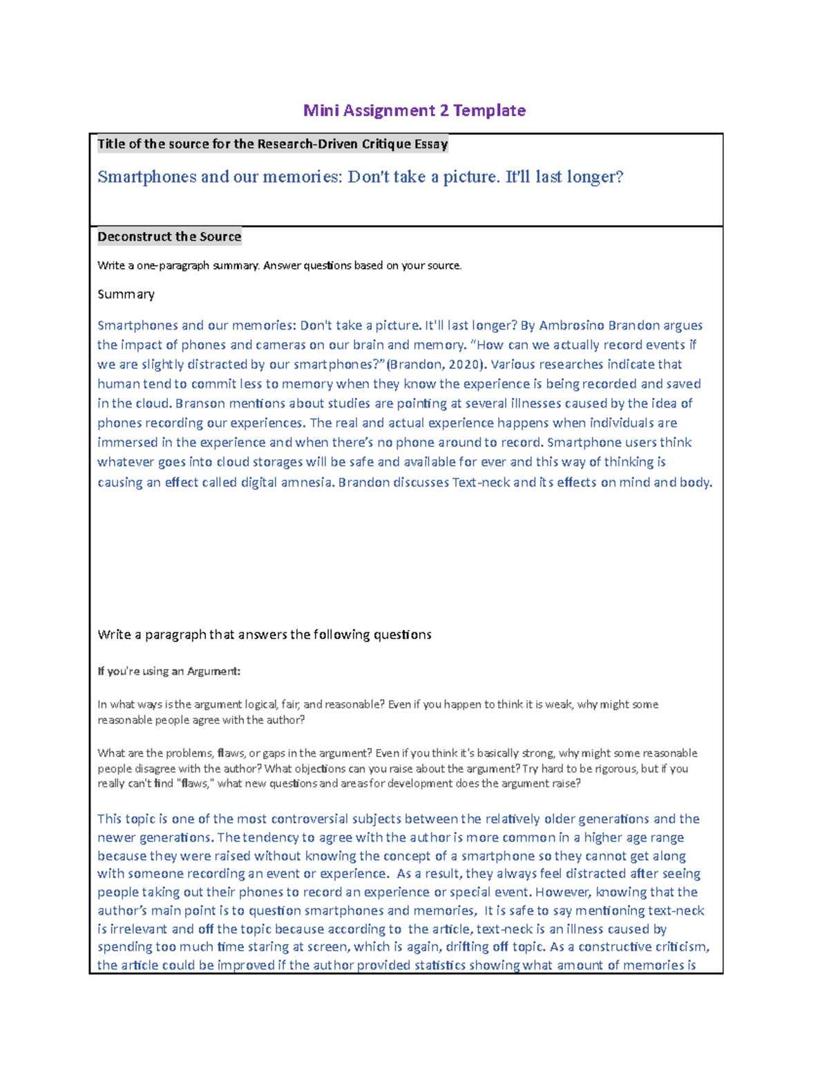 Mini Assignment 2: Research-Driven Critique on Smartphones & Memory ...