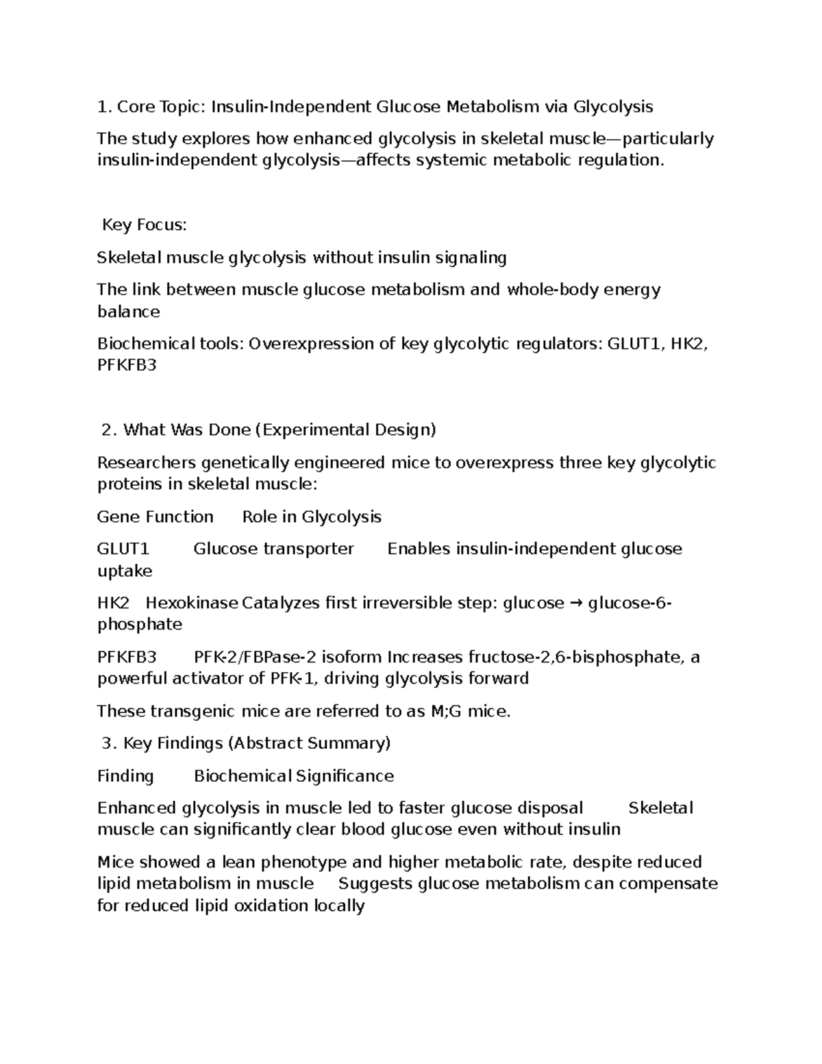 Biochem 101: Glycolysis & Glucose Metabolism in Skeletal Muscle - Studocu