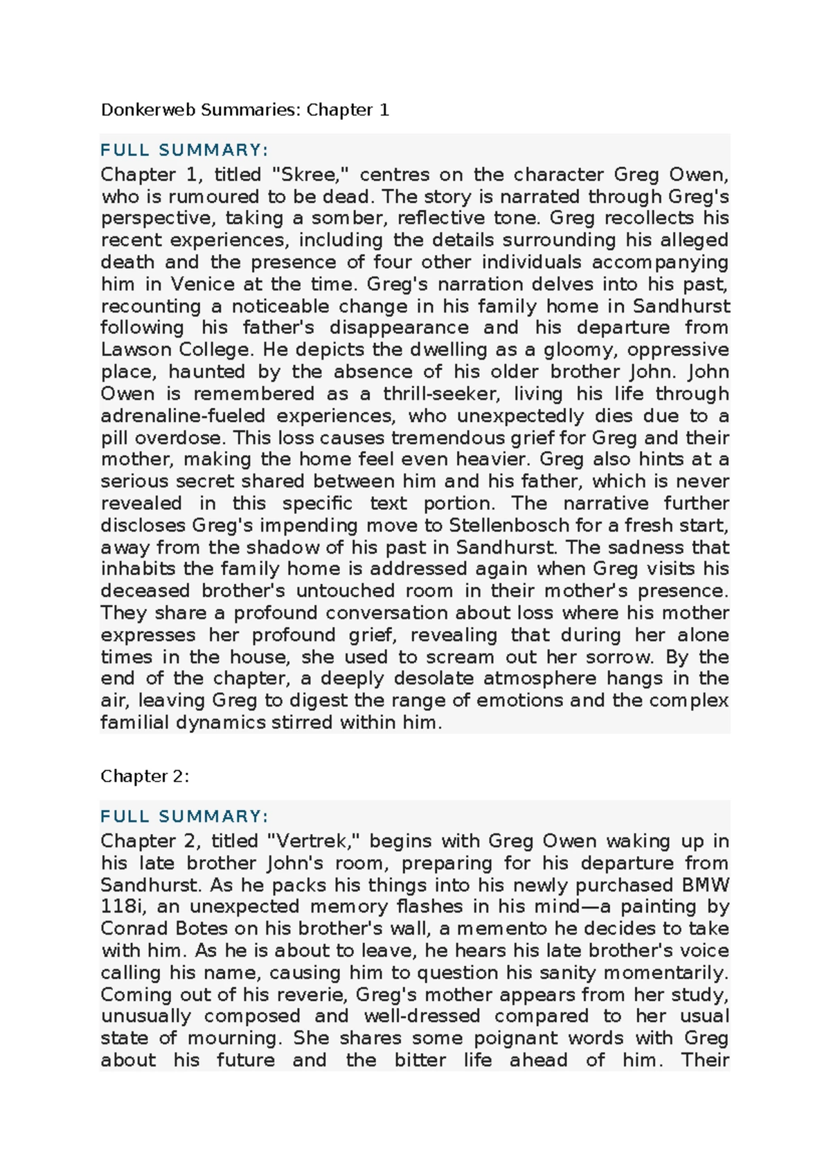 Donkerweb Temas - Hoofstukopsommings en Vrae TEMA 1-3 - Studocu