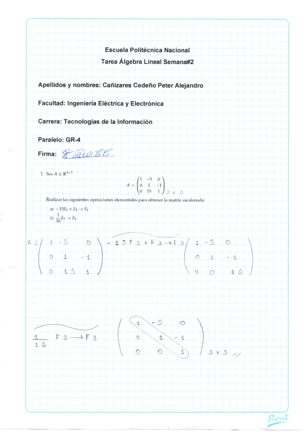 deber 4 Semana 4 - Álgebra Lineal - Studocu