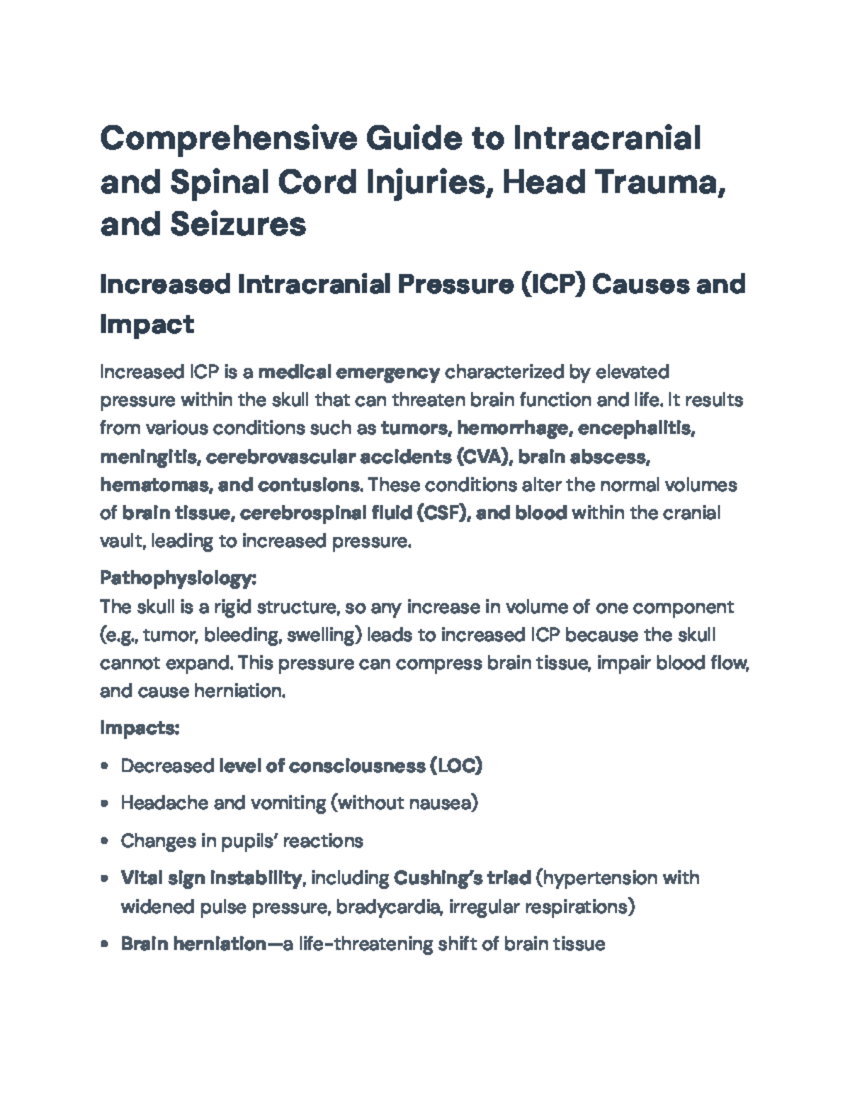 Comprehensive Guide to Nursing Care for Head Injury & Increased ICP ...
