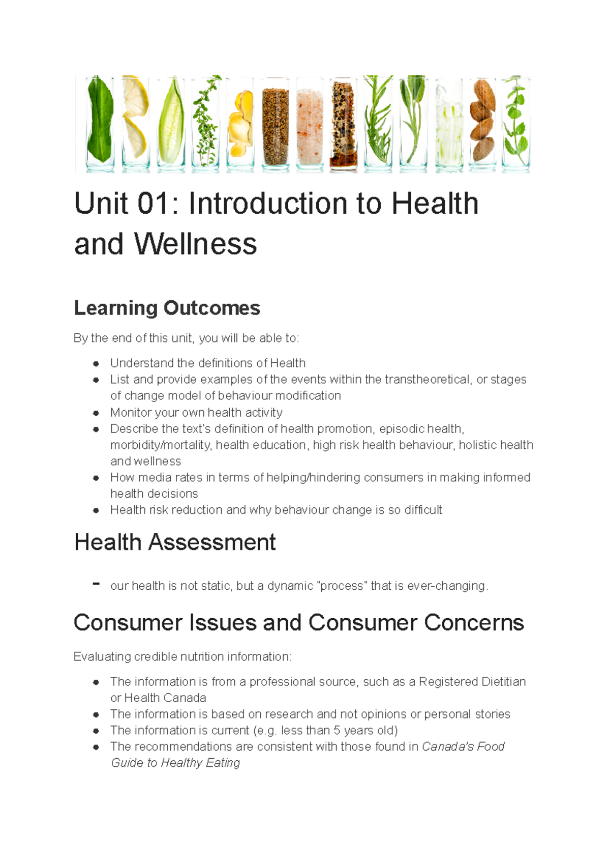 SCMA2050 - Unit 01: Introduction to Health and Wellness Overview - Studocu