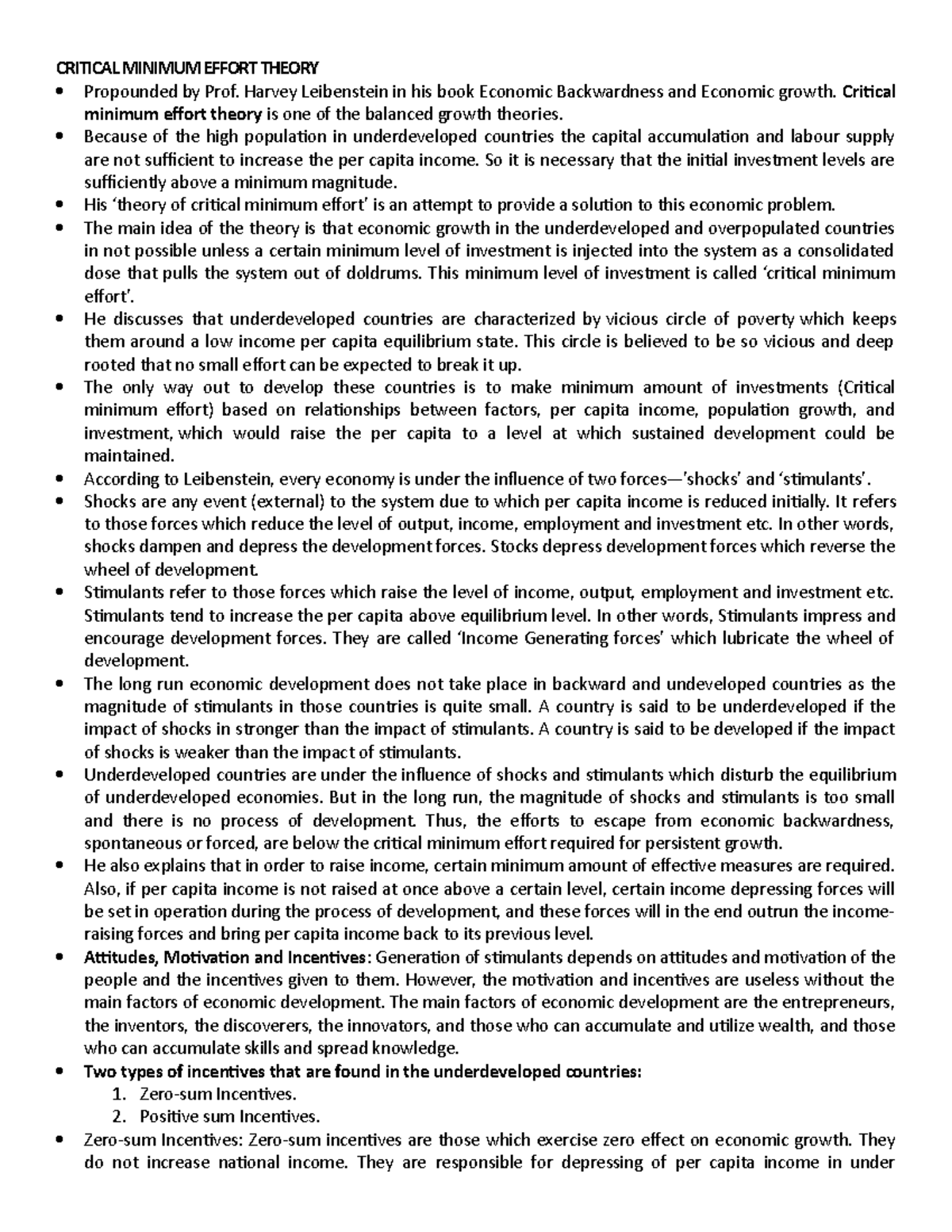 Leibenstein's Critical Minimum Effort Theory Explained: Economic Growth ...