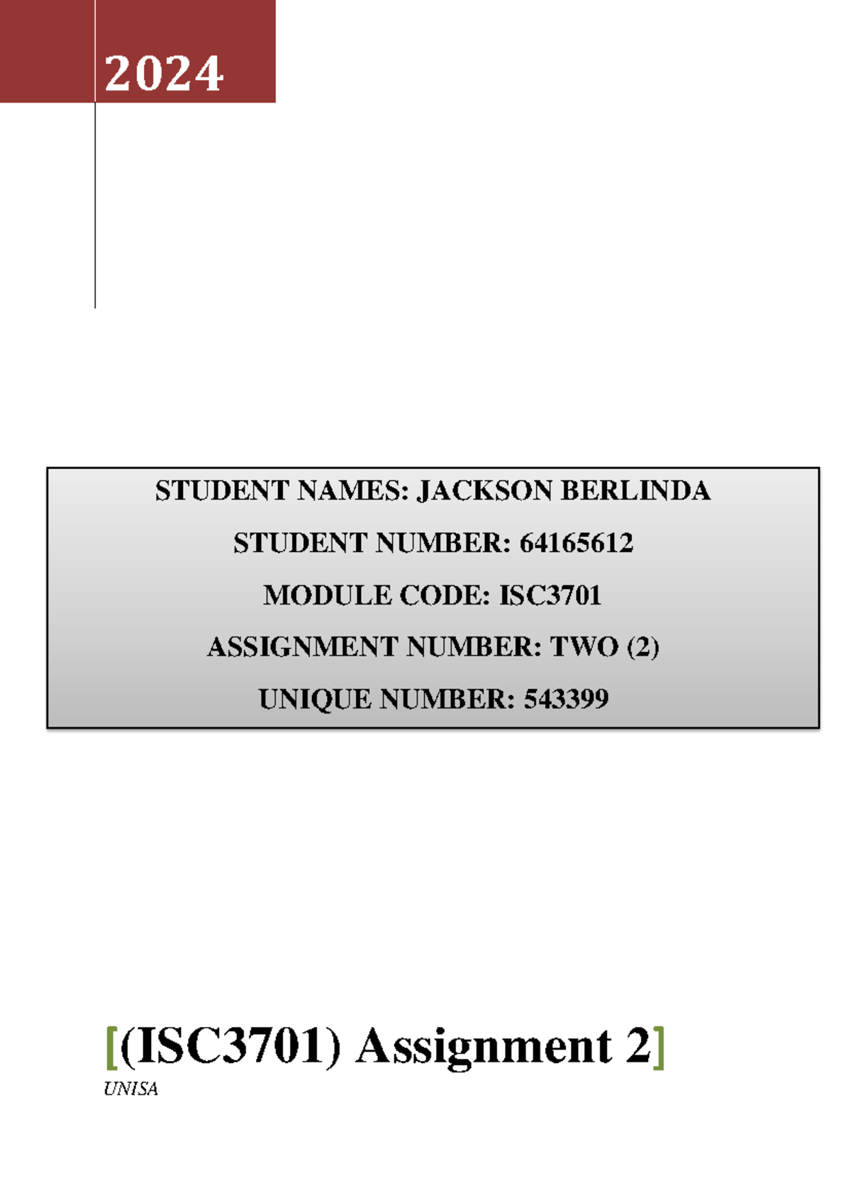 ISC3701 Assignment 2: Understanding Pedagogical Content Knowledge - Studocu
