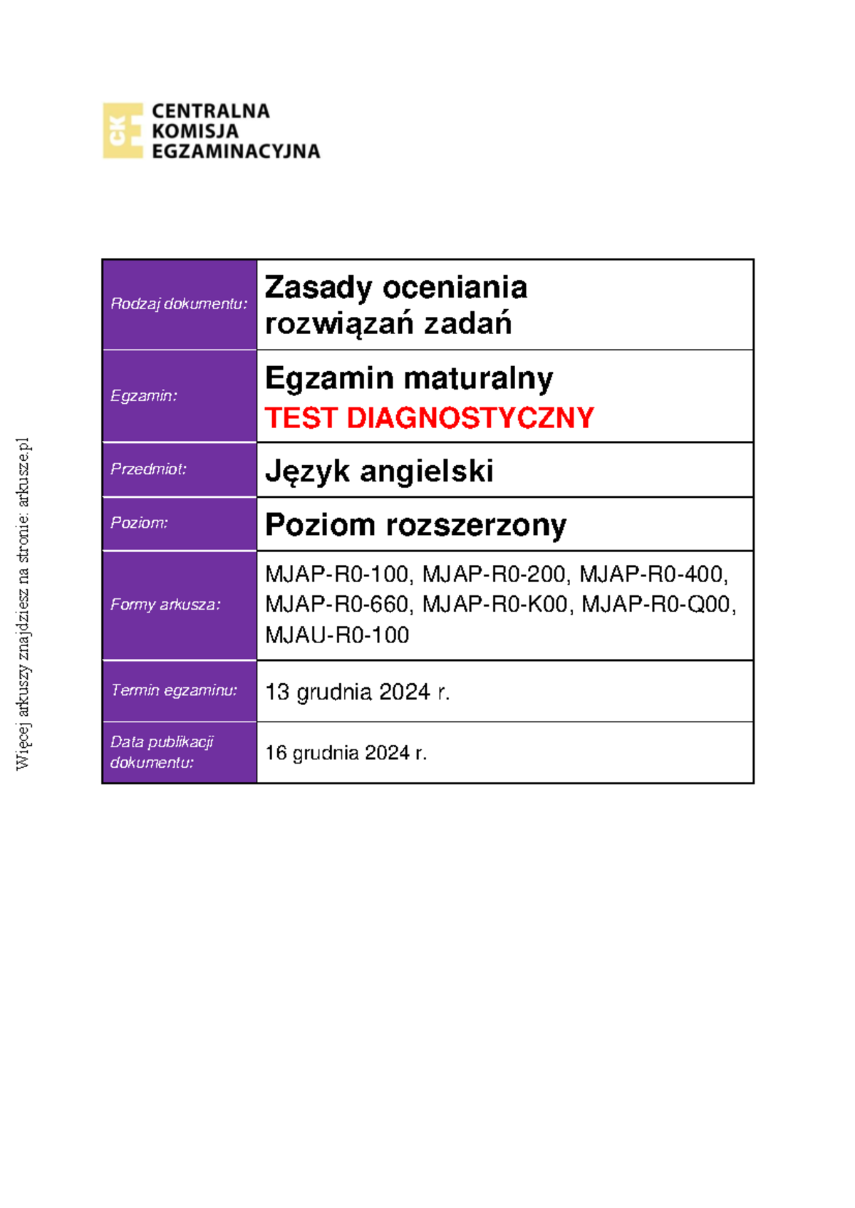 Egzamin maturalny z języka angielskiego (poziom rozszerzony) - Test ...