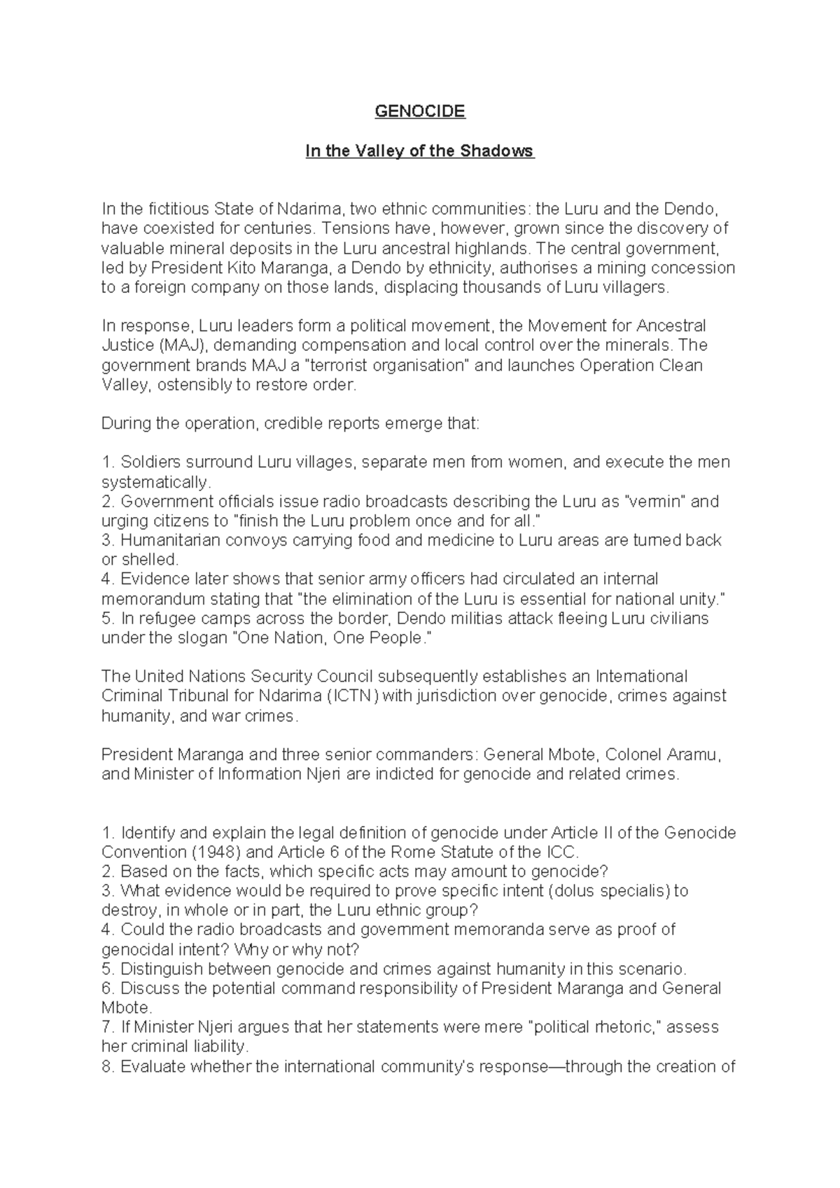 GENOCIDE Case Study: Ndarima's Ethnic Conflict & Legal Implications ...