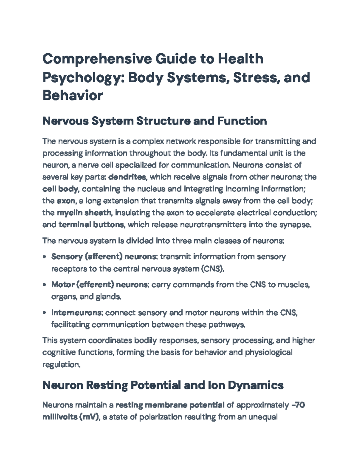 Comprehensive Guide to Health Psychology (PSY 301): Stress and Wellness ...