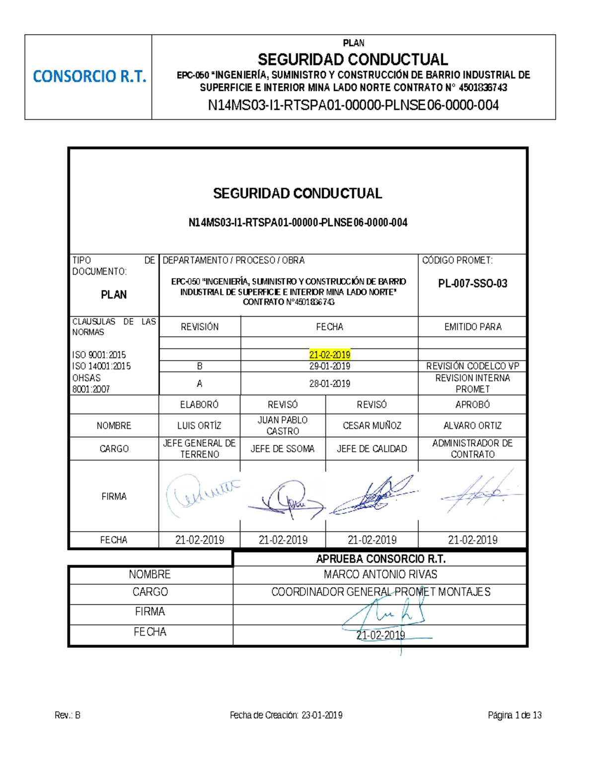 Plan de Seguridad Conductual Promet - Chuquicamata - SEGURIDAD ...
