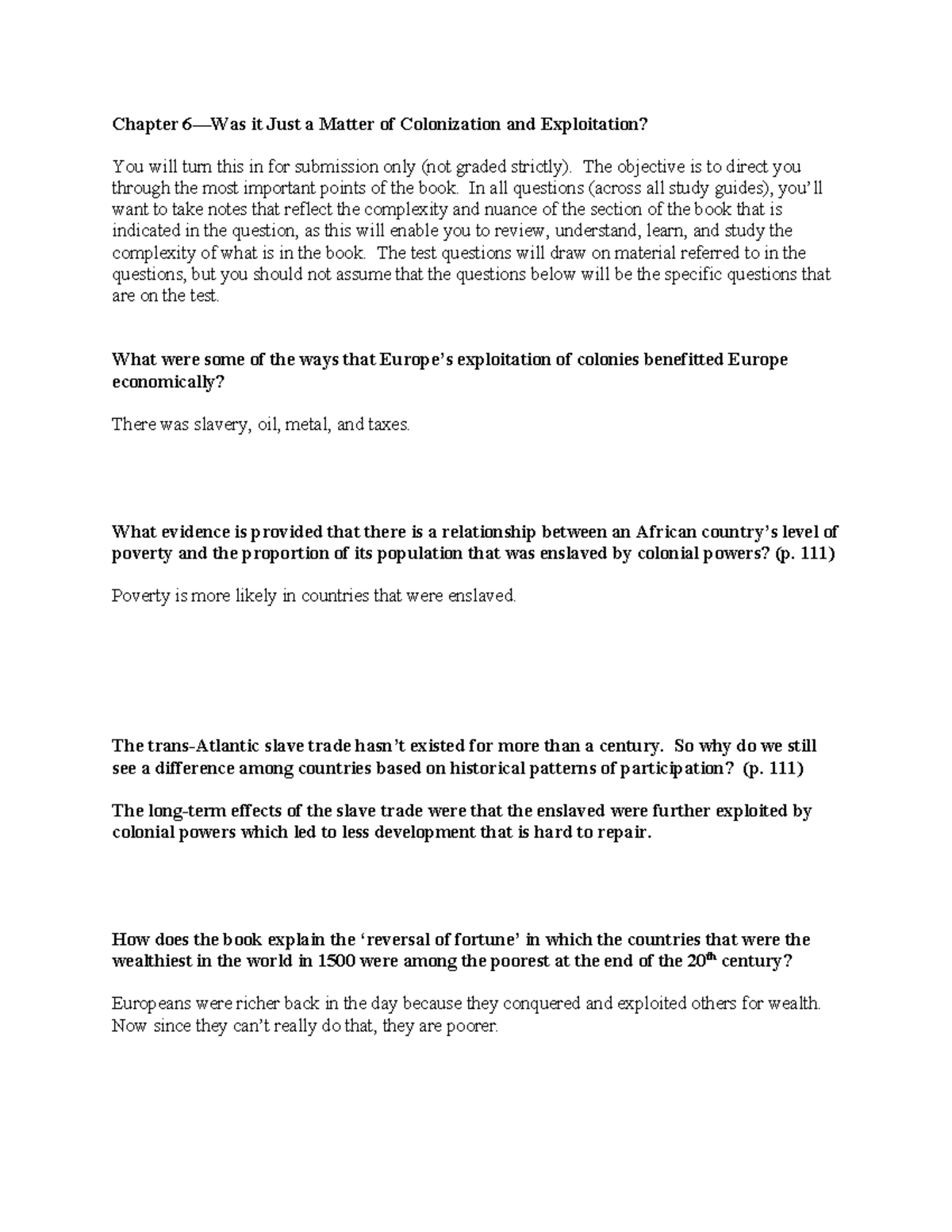 Study Guide for Chapter 6: Colonization and Its Impacts - Studocu