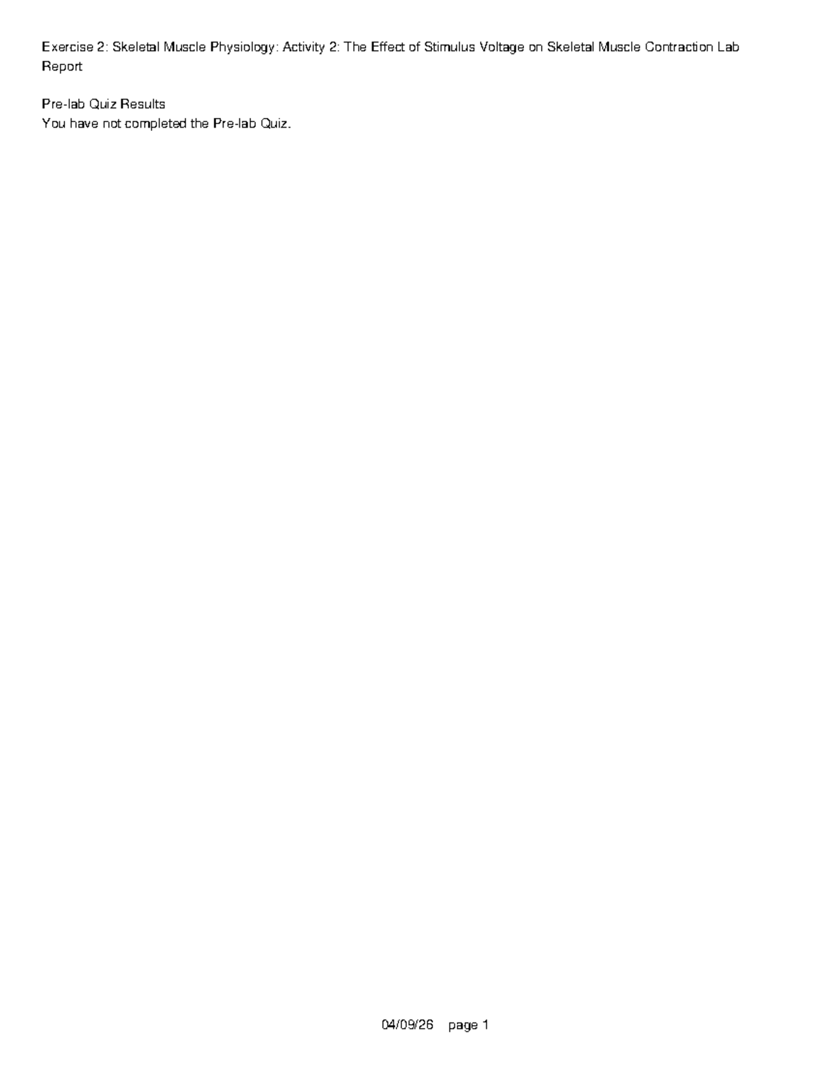 Exercise 2: Skeletal Muscle Physiology Lab Report Quiz Results - Studocu