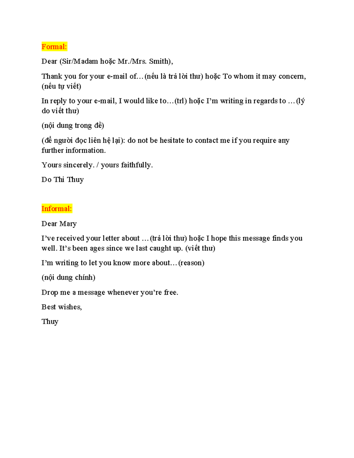 How to Write a Formal Letter: Guidelines and Examples - Studocu