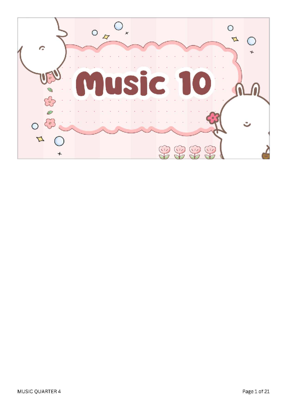 Music 10: Quarter 4, Module 1 - Week 1 Overview of Filipino Opera - Studocu