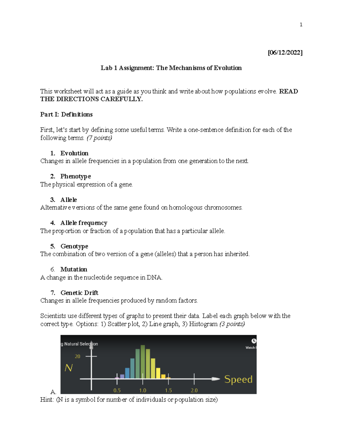 Lab 1 Assignment: Understanding Evolution Mechanisms and Graphs - Studocu