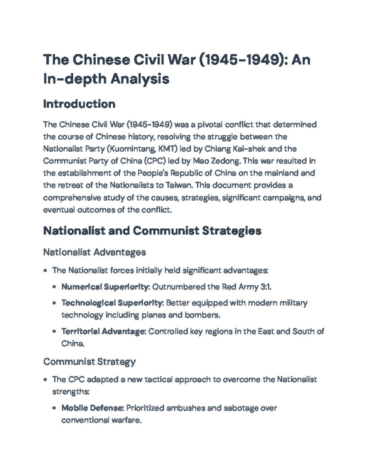 Chinese Civil War (1945-1949): In-Depth Analysis of Strategies ...