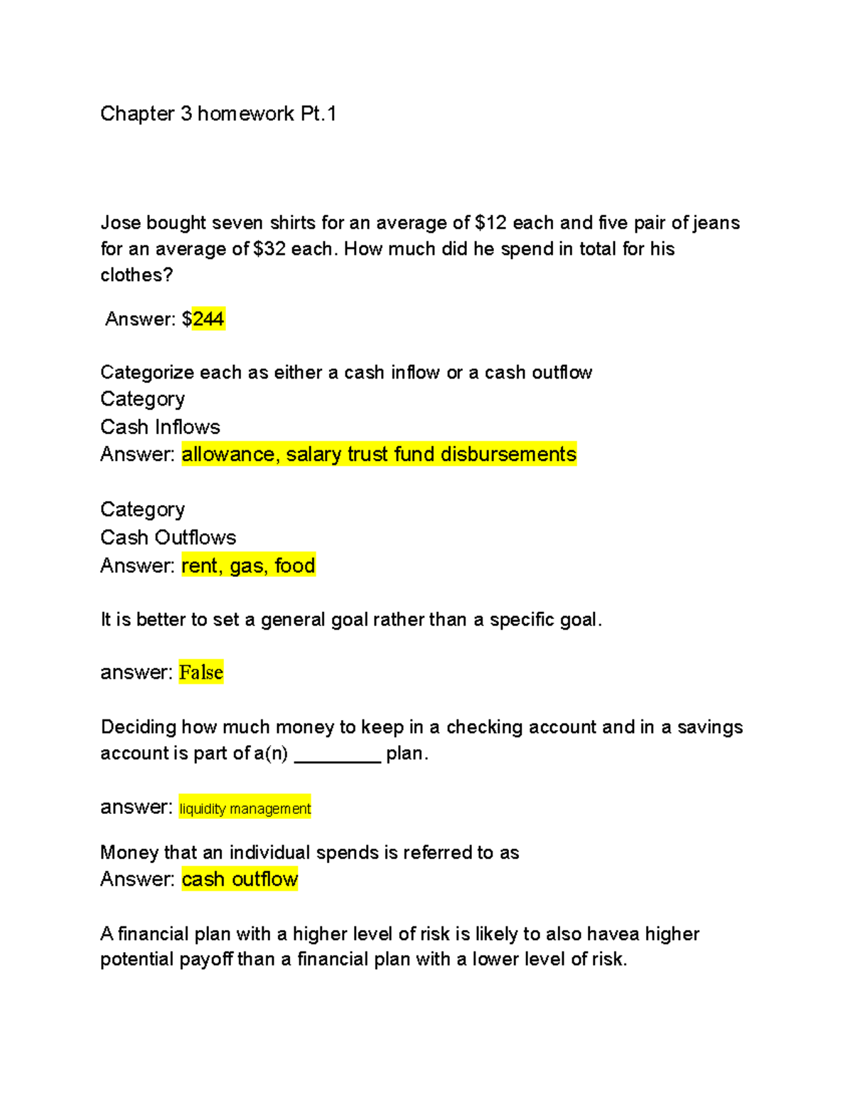 Chapter 3 homework Pt - help you with some answers on the home work ...