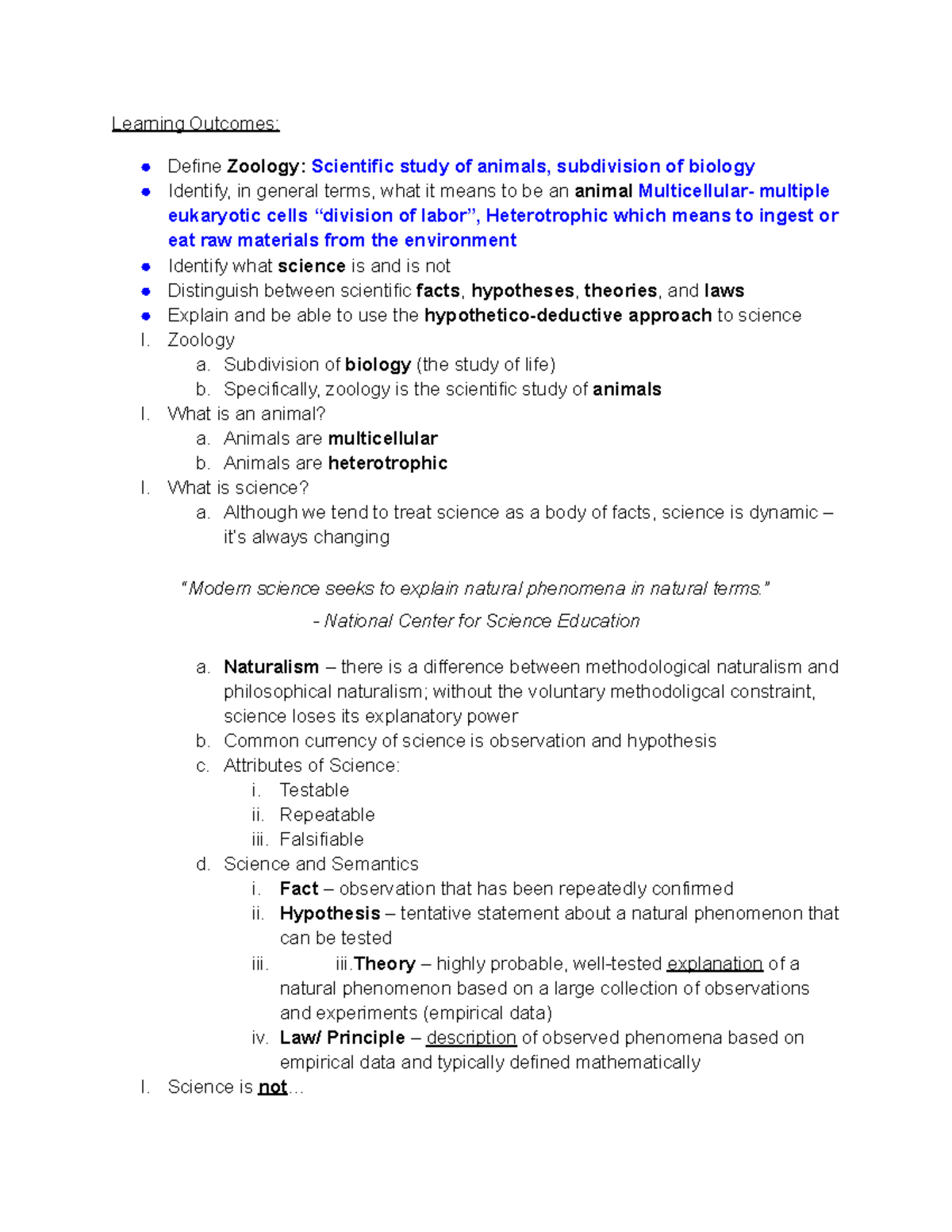 Zoology Lecture Notes: Scientific Study of Animals & Methods - Studocu