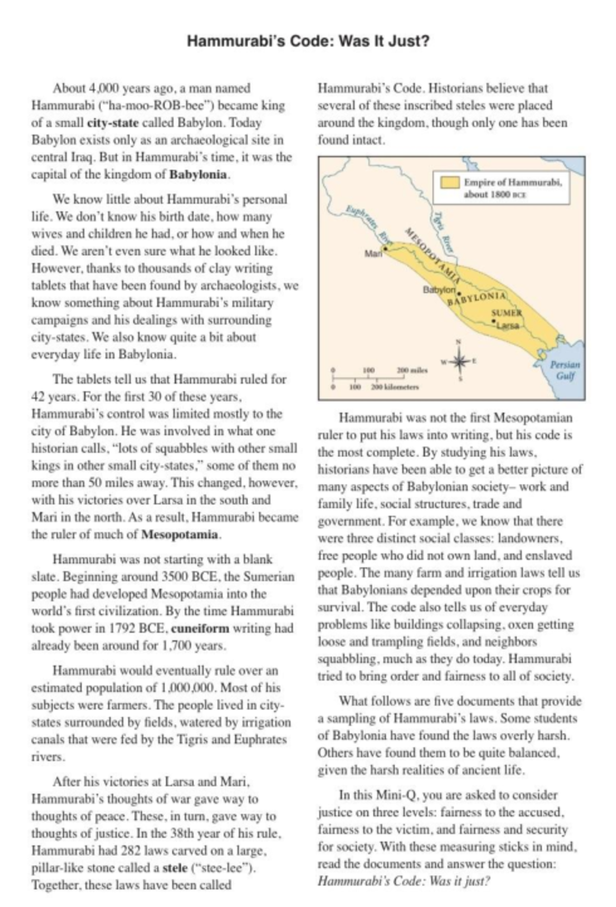 Hammurabi's Code: Justice in Ancient Balonia - Background Essay - Studocu