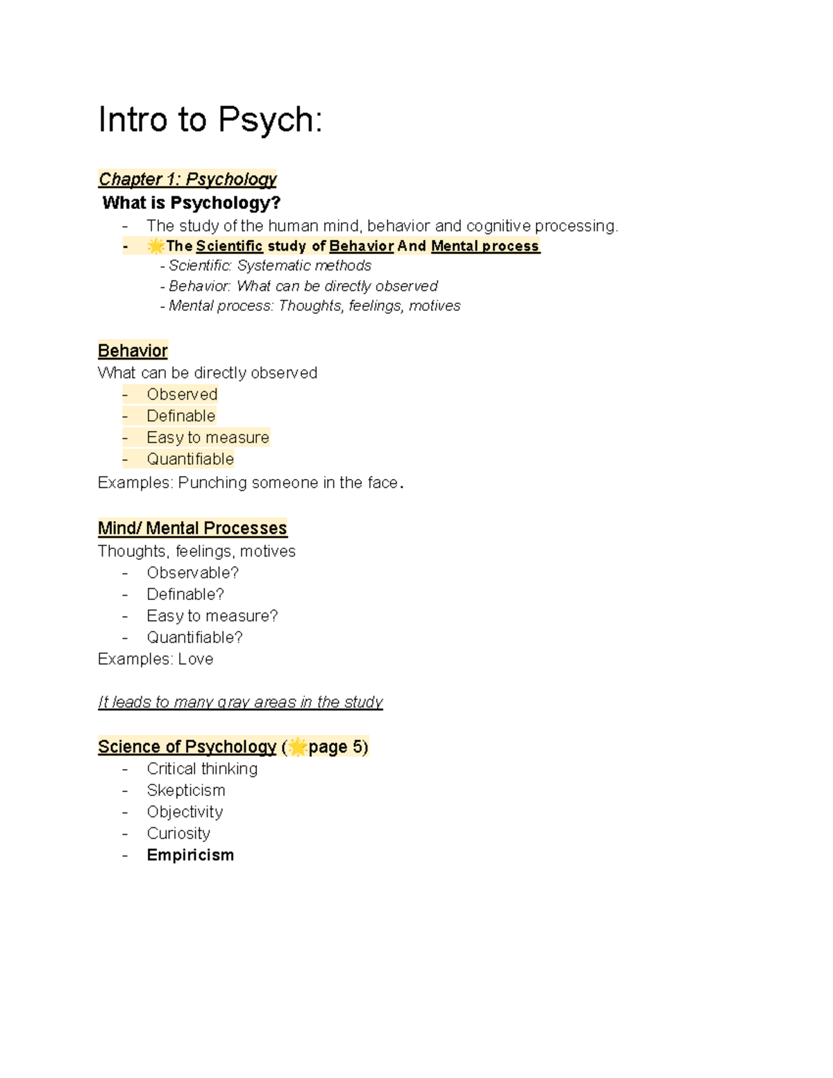 Intro to Psych Notes: CH 1-5 Overview and Key Concepts - Studocu