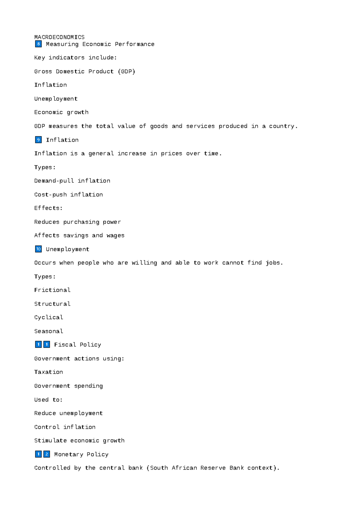 MACROECON 101: Key Indicators of Economic Performance Notes - Studocu