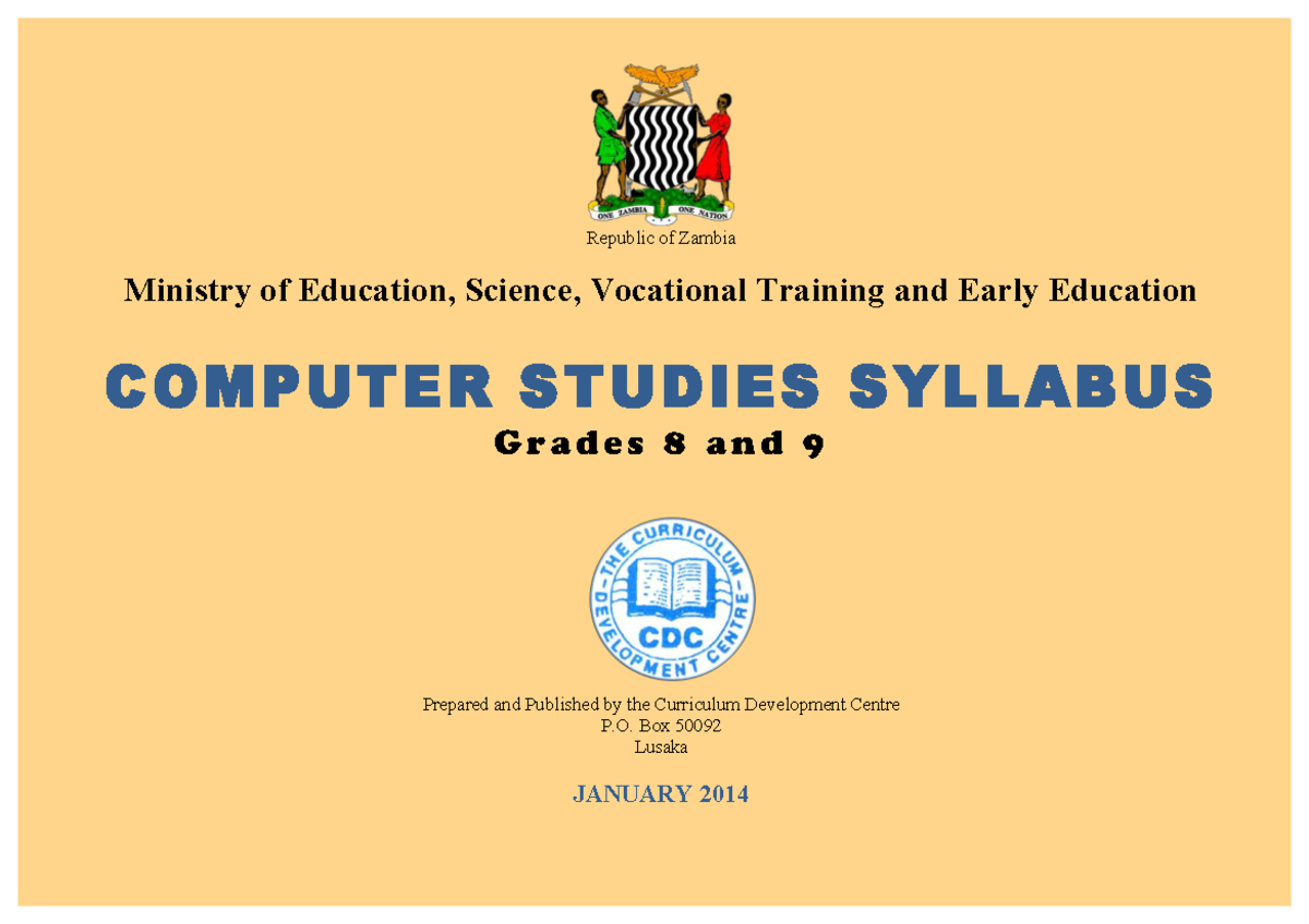 Computer Studies CSt Grades 8 & 9 Syllabus Overview - Final Draft - Studocu