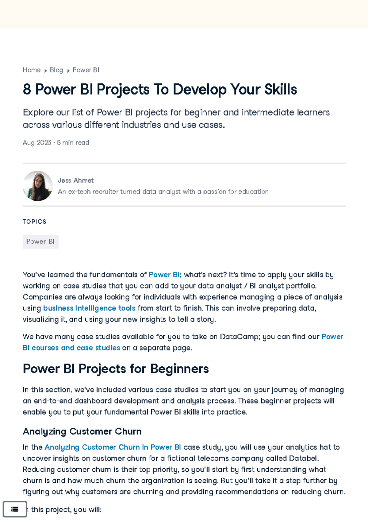 8 Power BI Projects for Skill Development - DataCamp - Studocu