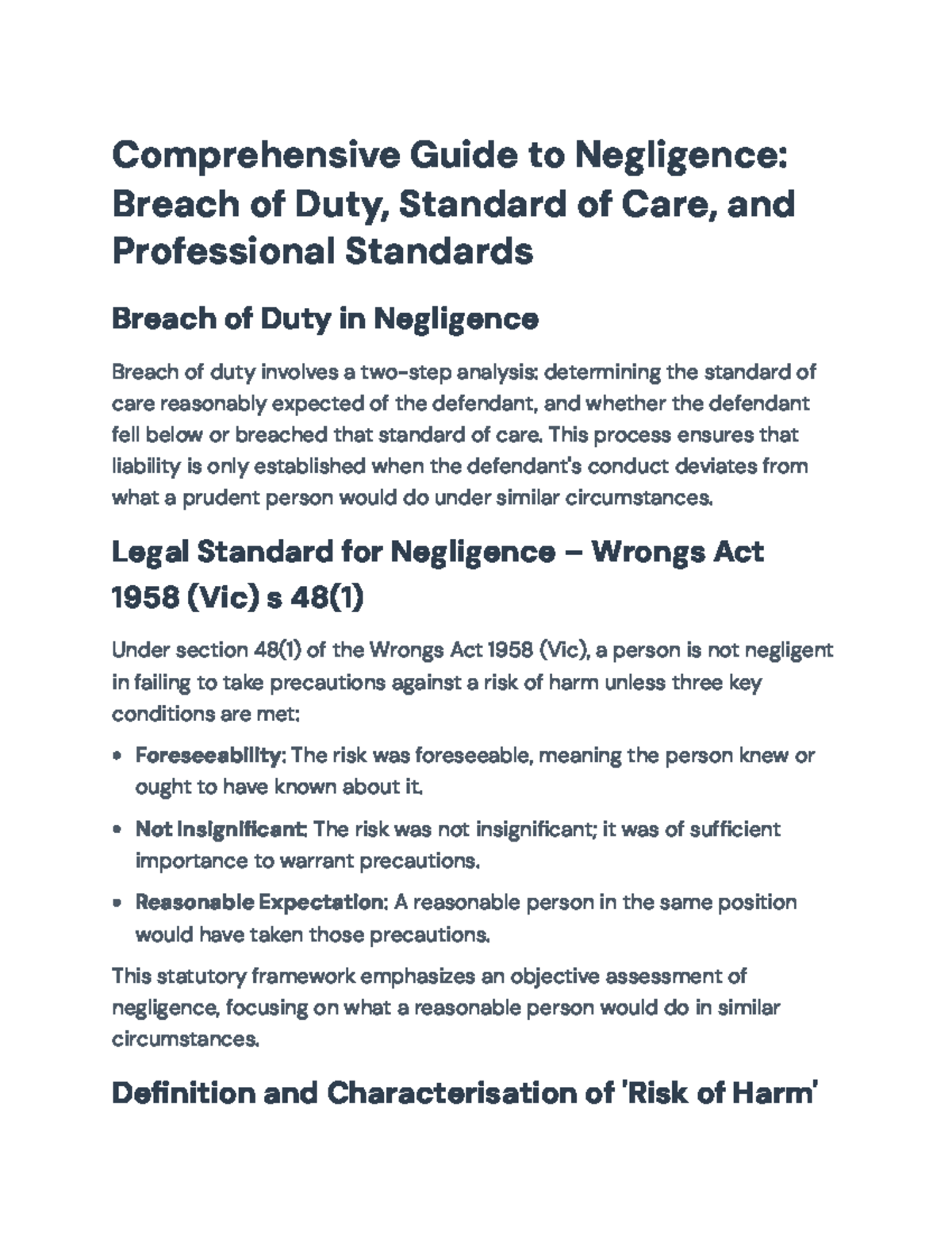 Comprehensive Guide to Negligence: Duty of Care & Standards Analysis ...