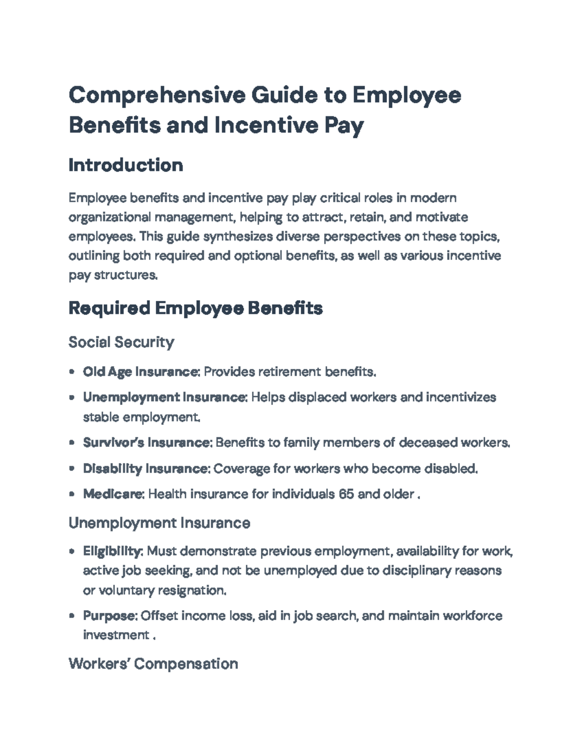 Comprehensive Guide to Employee Benefits & Incentive Pay (HR 101 ...
