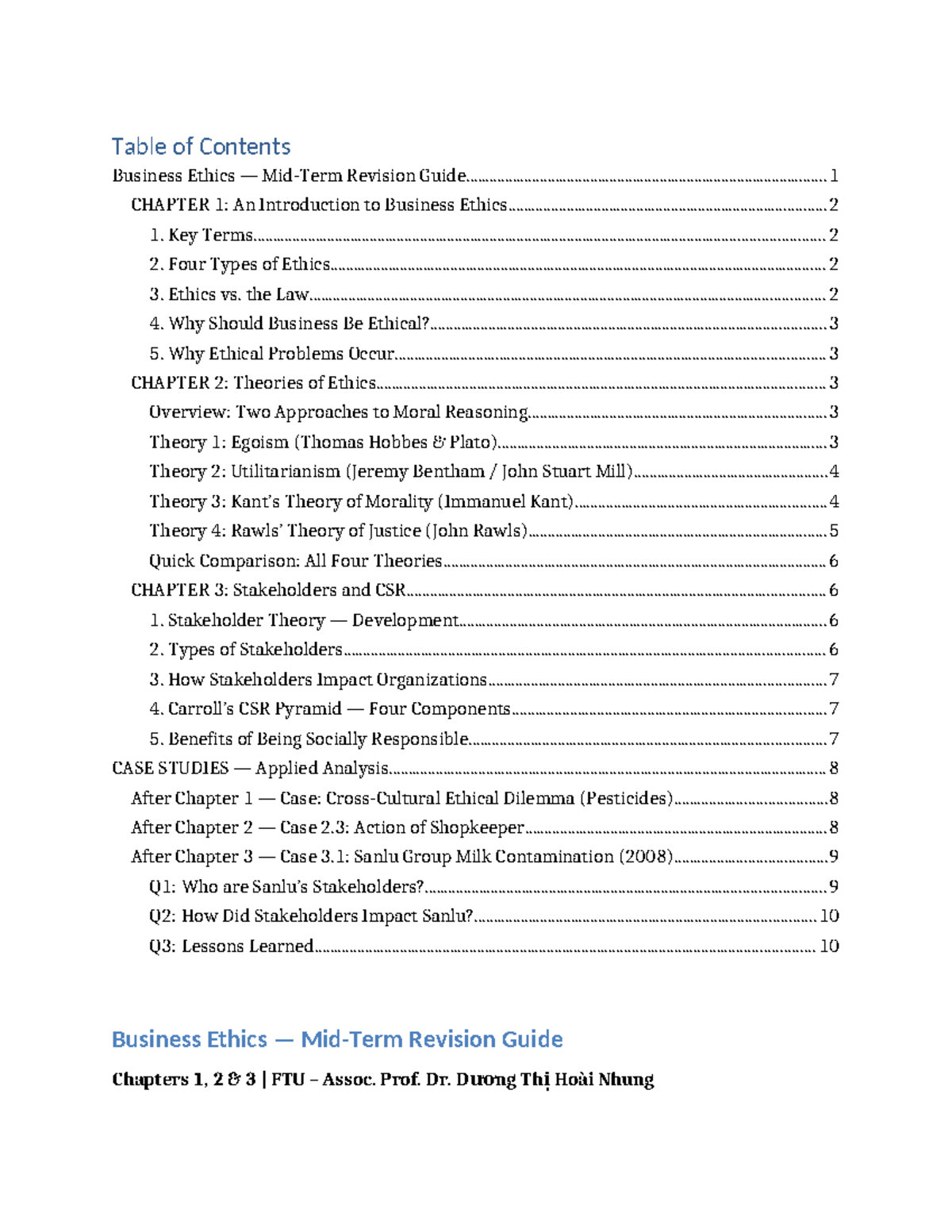Business Ethics Midterm Revision Guide FTU 2026 - Studocu