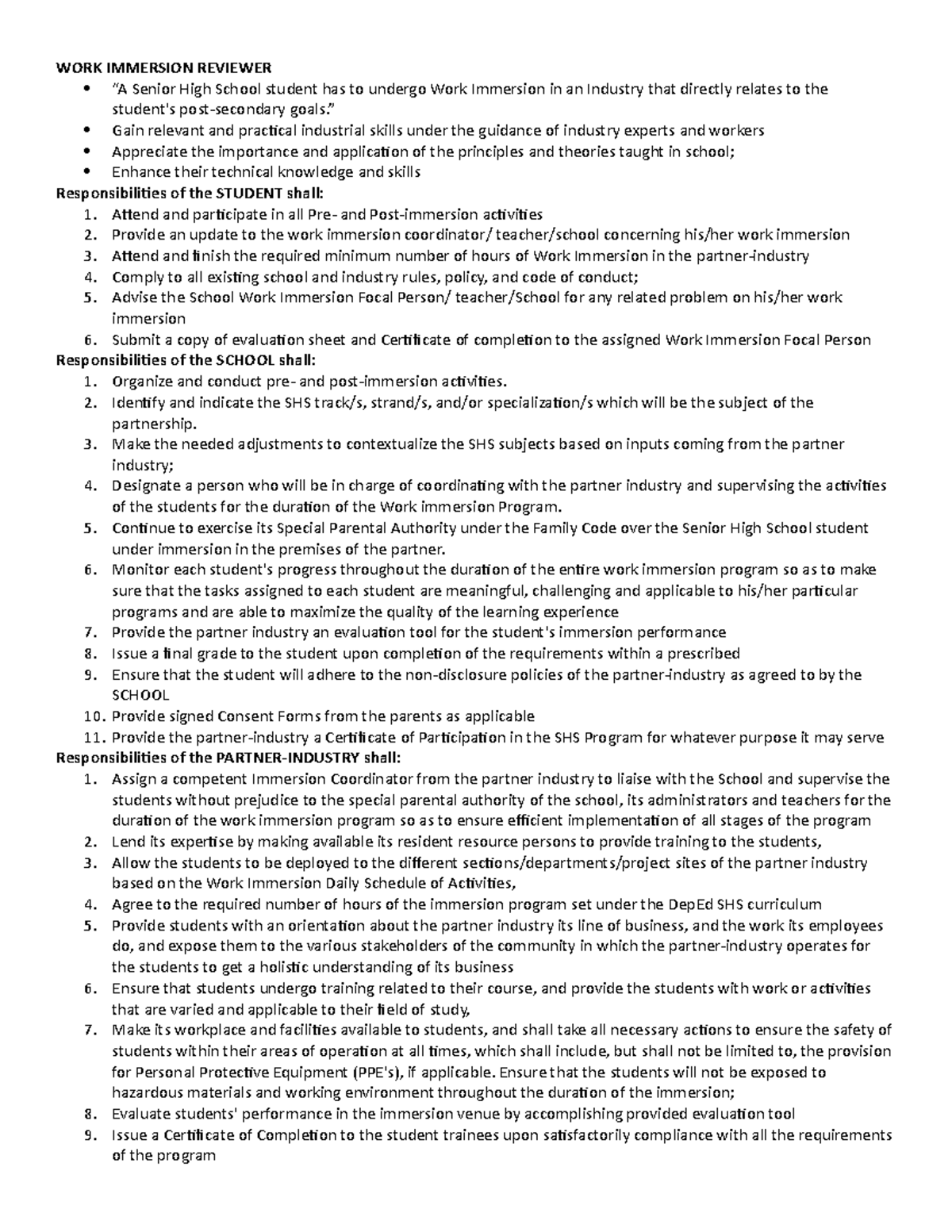 WORK Immersion & Application Essentials: A Comprehensive Guide - Studocu