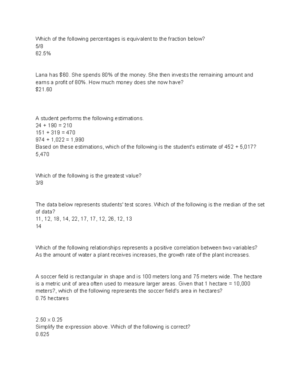 TEAS MATH - Study Guide: Key Concepts and Practice Problems - Studocu