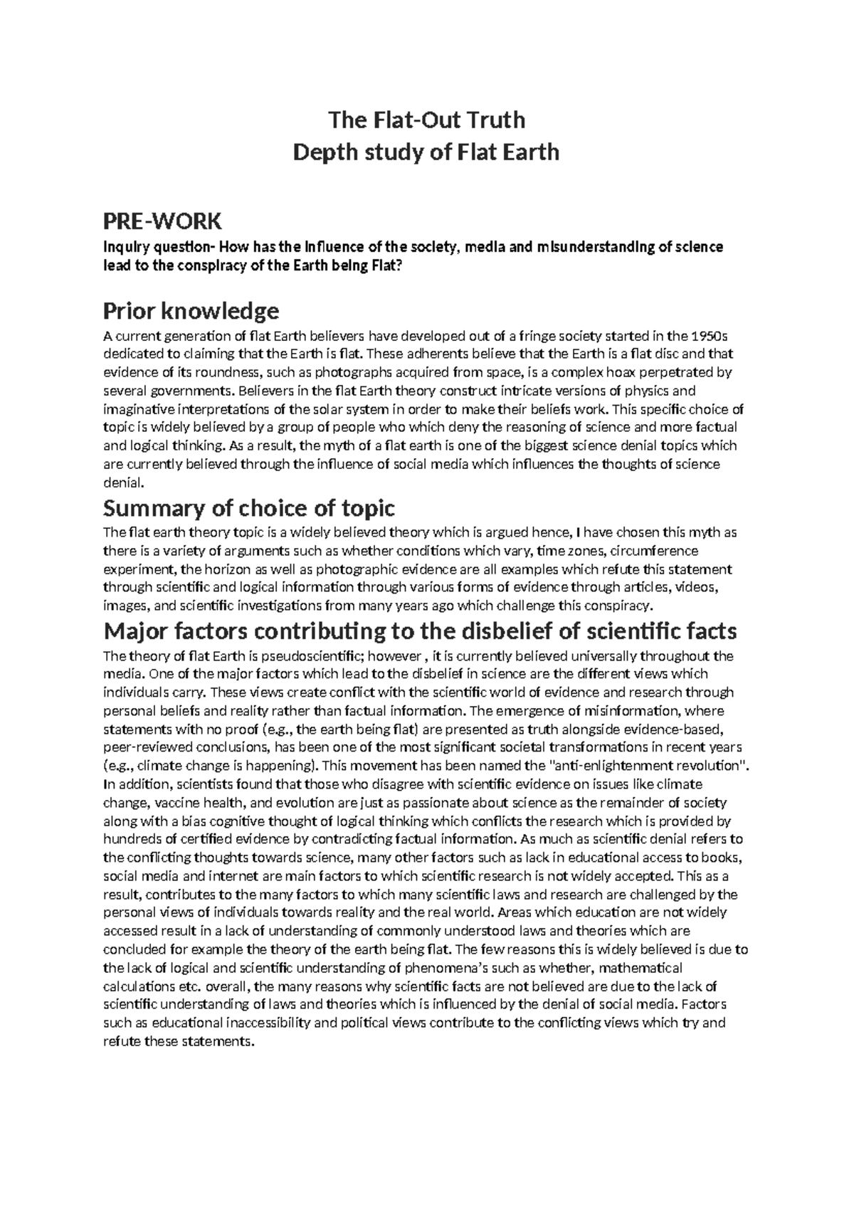 Depth study fact or facllacy assignment - The Flat-Out Truth Depth ...