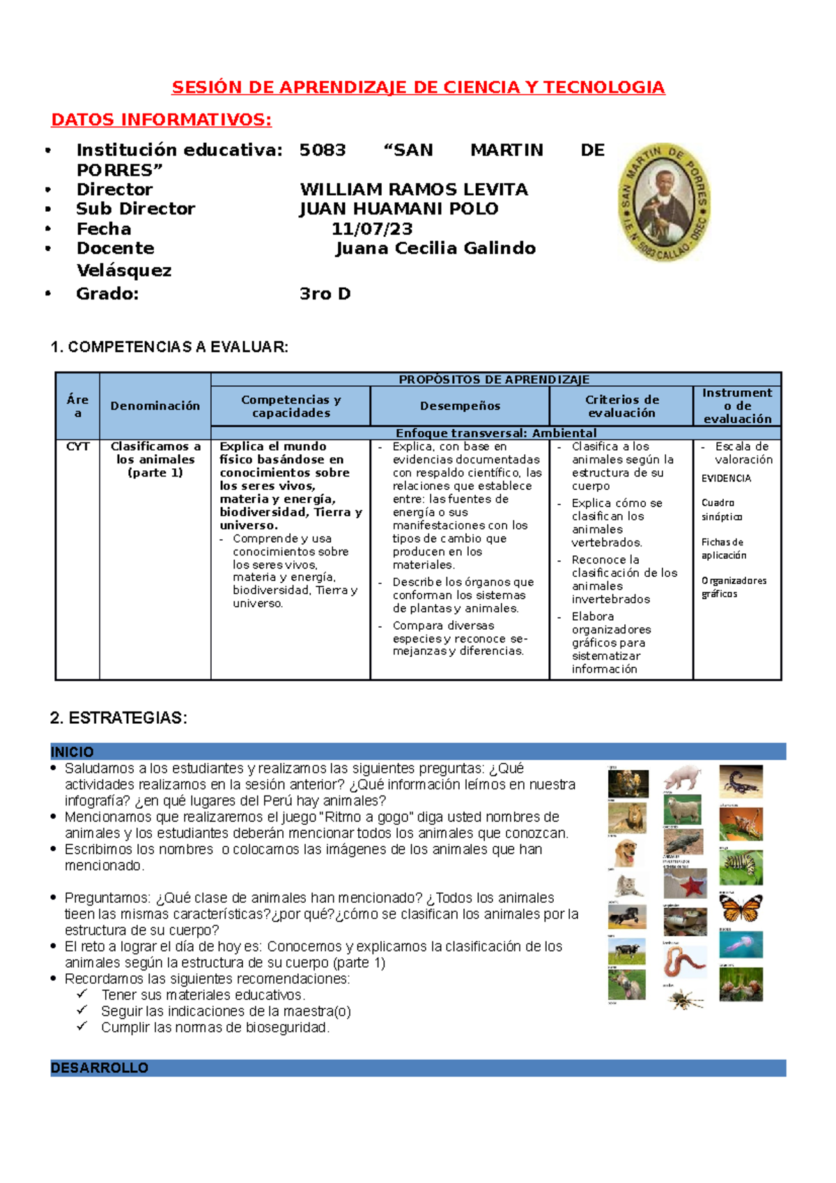 CYT Clasificación de Animales según Estructura Corporal - Parte 1 - Studocu