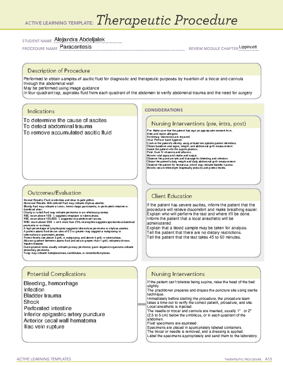 ATI Therapeutic Procedure form Paracentesis - ACTIVE LEARNING TEMPLATES ...